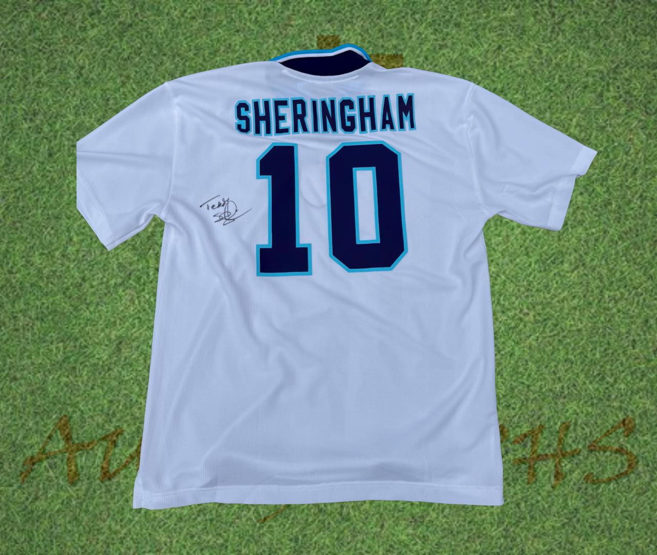 Teddy Sheringham Signed England Football Signed Euro 96 1996 Home Shirt ...